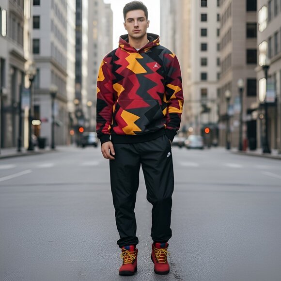 Nike | Shirts | Nike Air Jordan Mens Pullover Hoodie Red Fb74619 Size ...